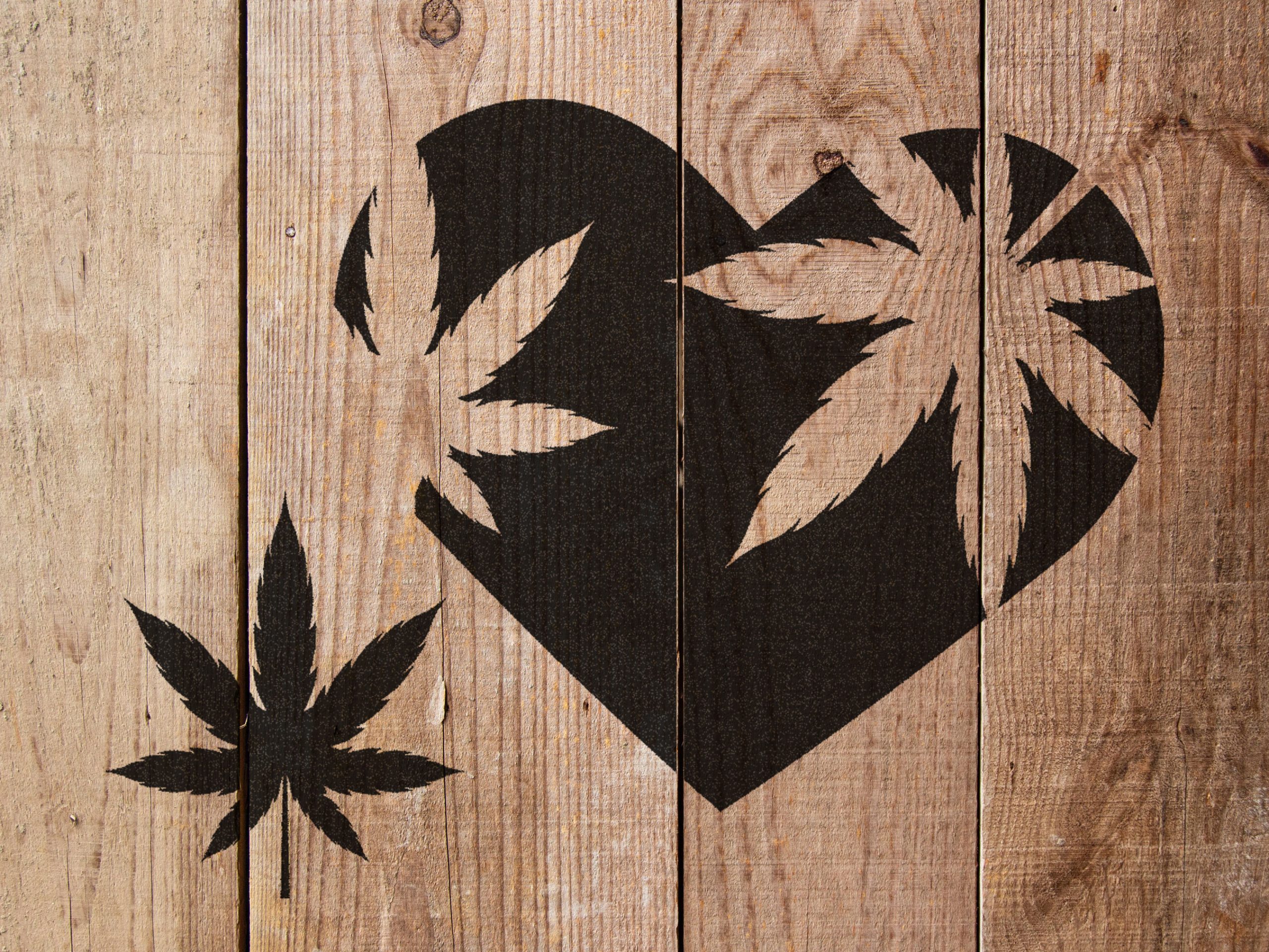 Marijuana Leaf and Heart Stencil - Art and Wall Stencil - Stencil Giant