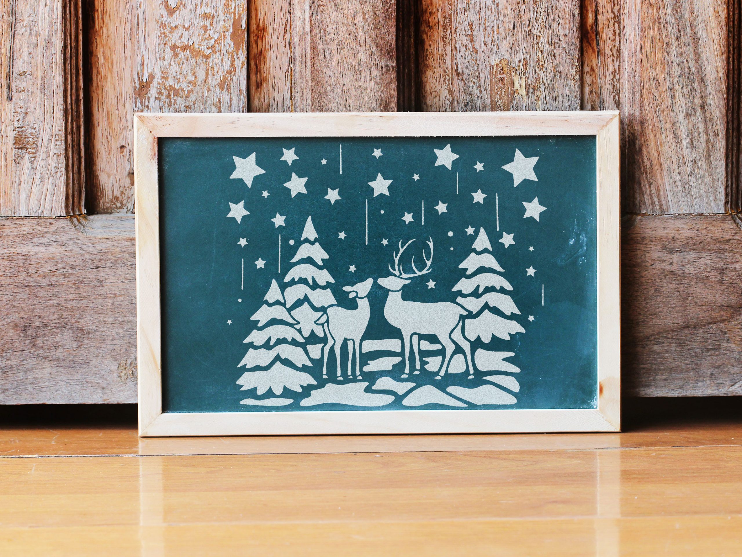 Winter Scene with Deer Stencil - Art and Wall Stencil - Stencil Giant