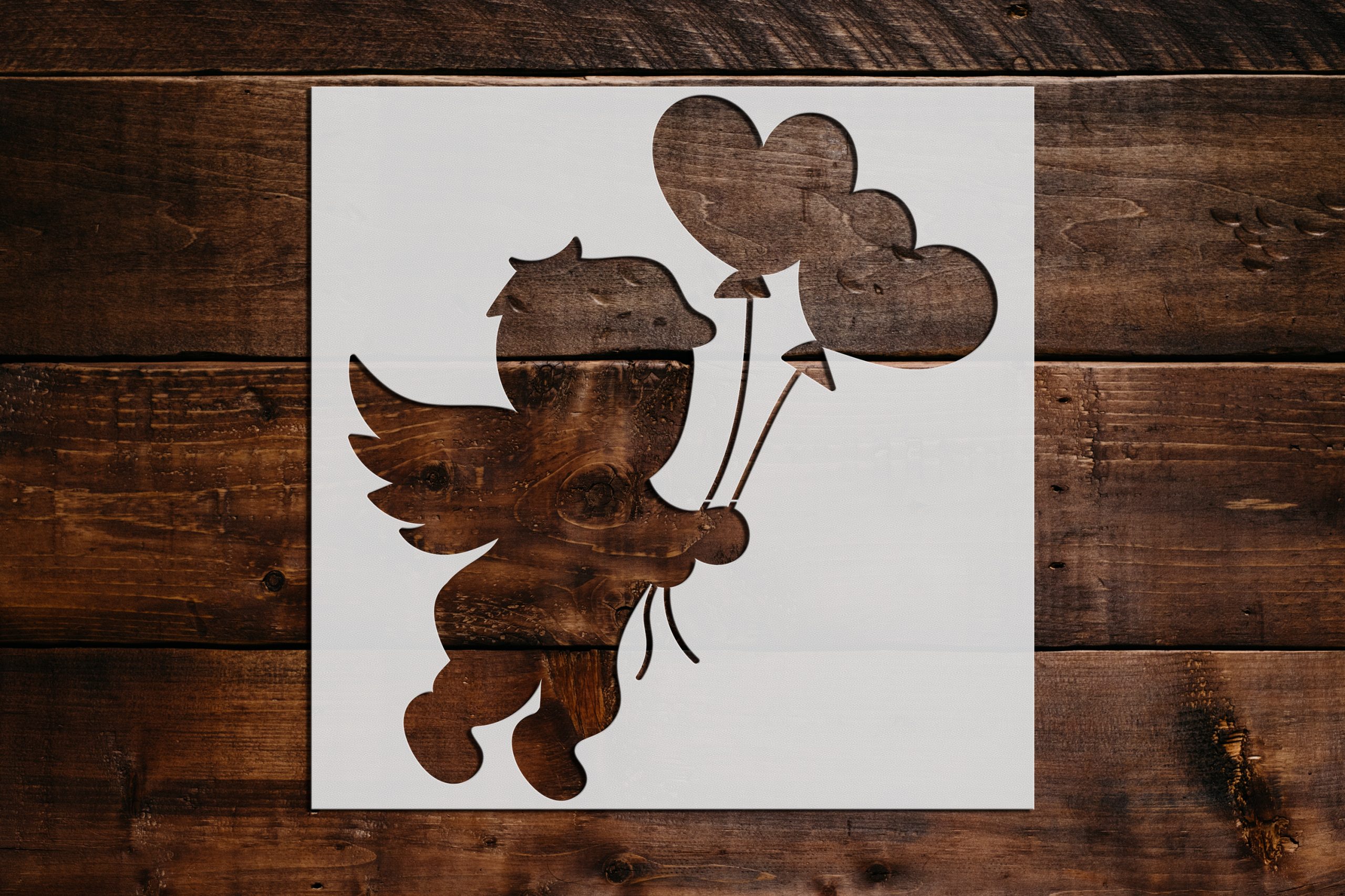 Cupid with Balloons Stencil - Art and Wall Stencil - Stencil Giant