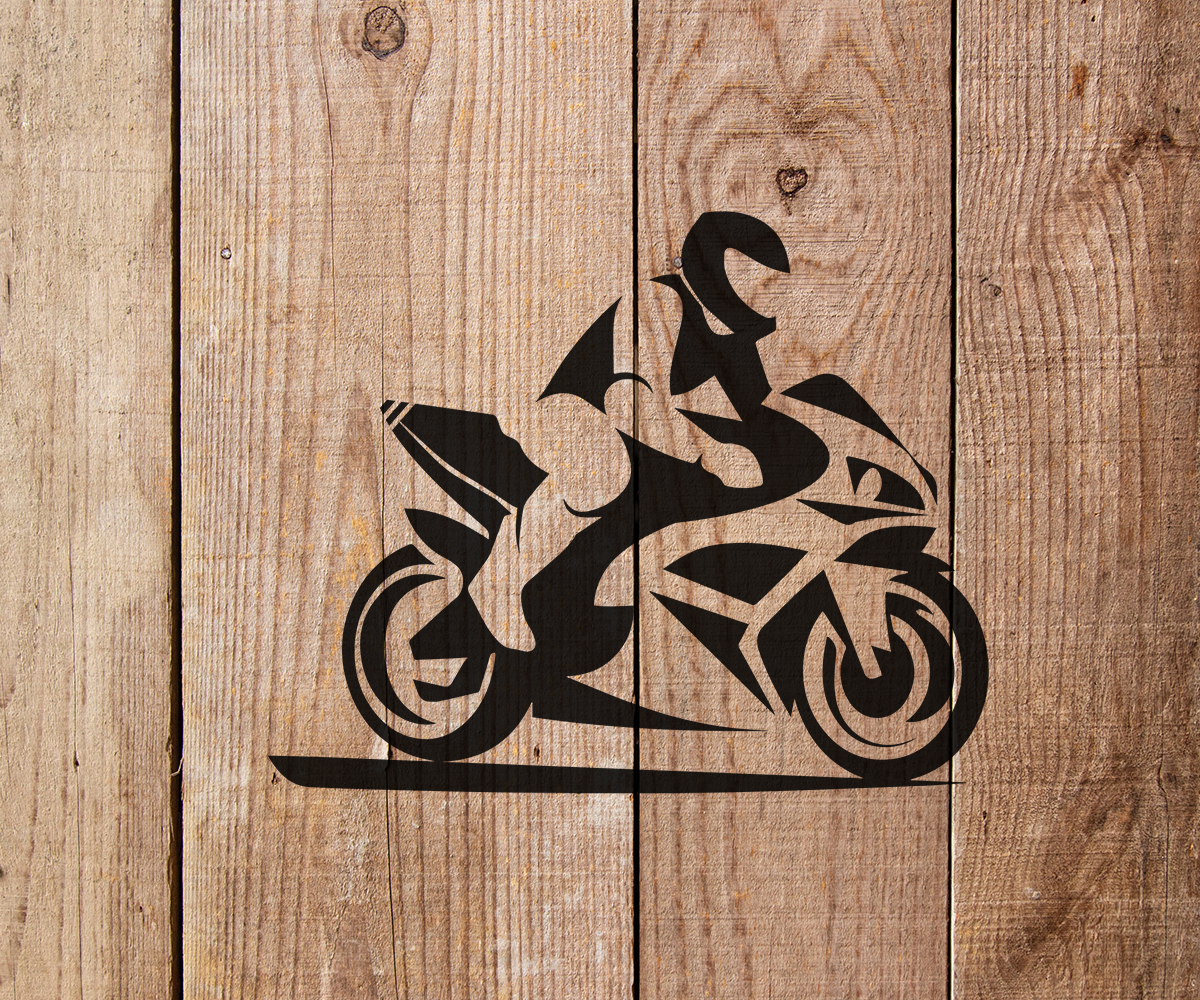 Motorcycle and Rider Stencil - Art and Wall Stencil - Stencil Giant
