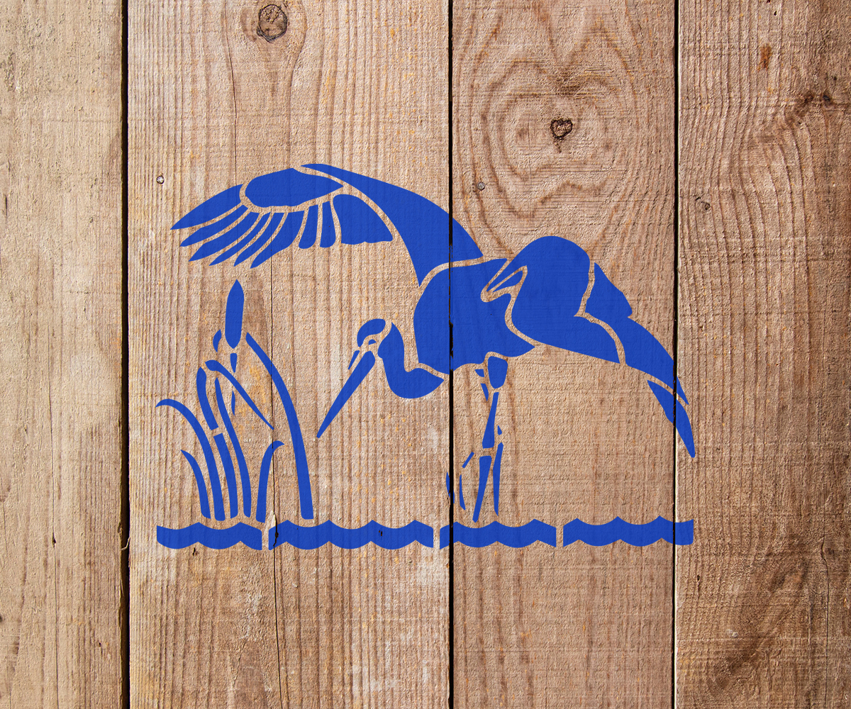 Crane in Water Stencil - Art and Wall Stencil - Stencil Giant