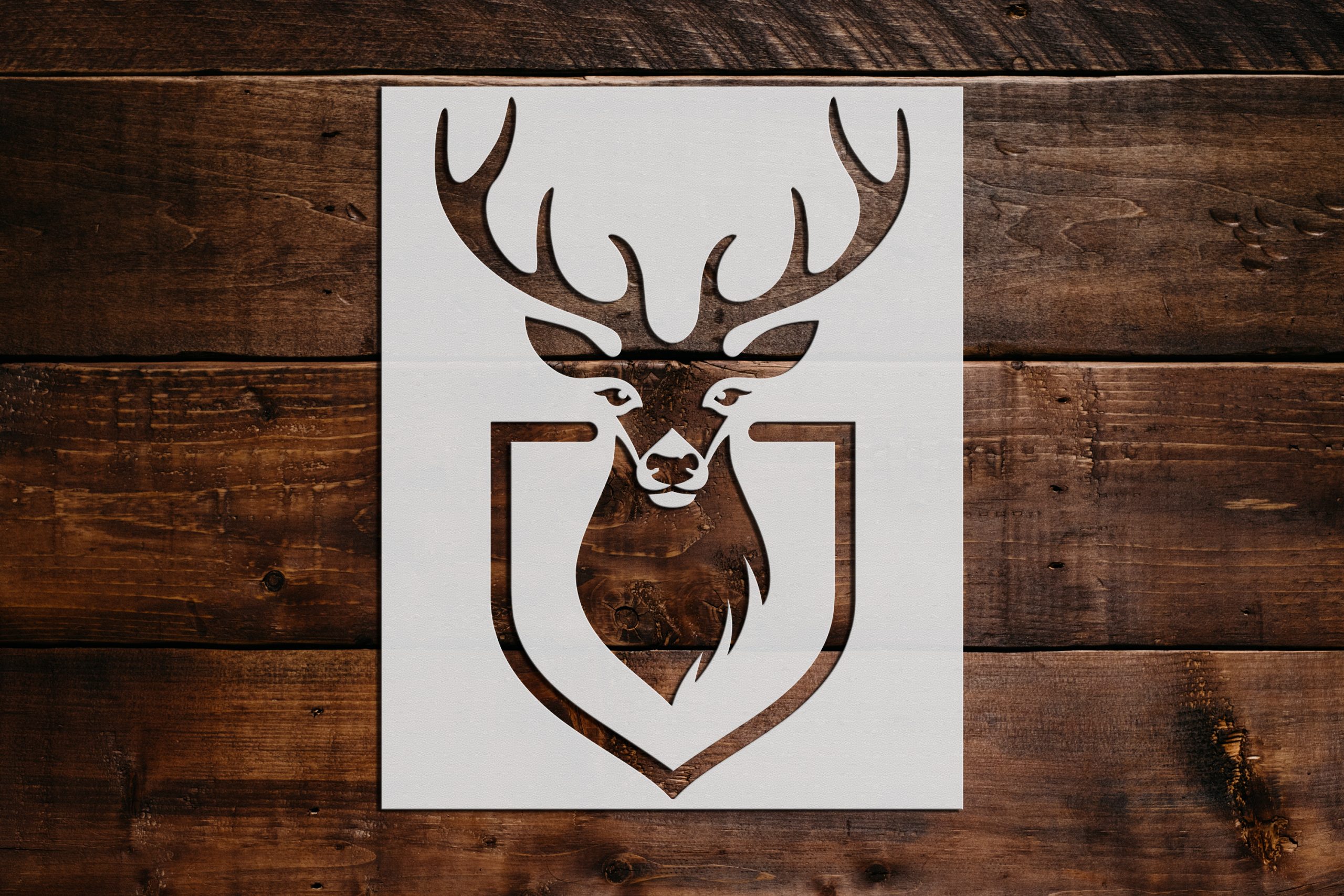 Mounted Deer Head Stencil - Art and Wall Stencil - Stencil Giant