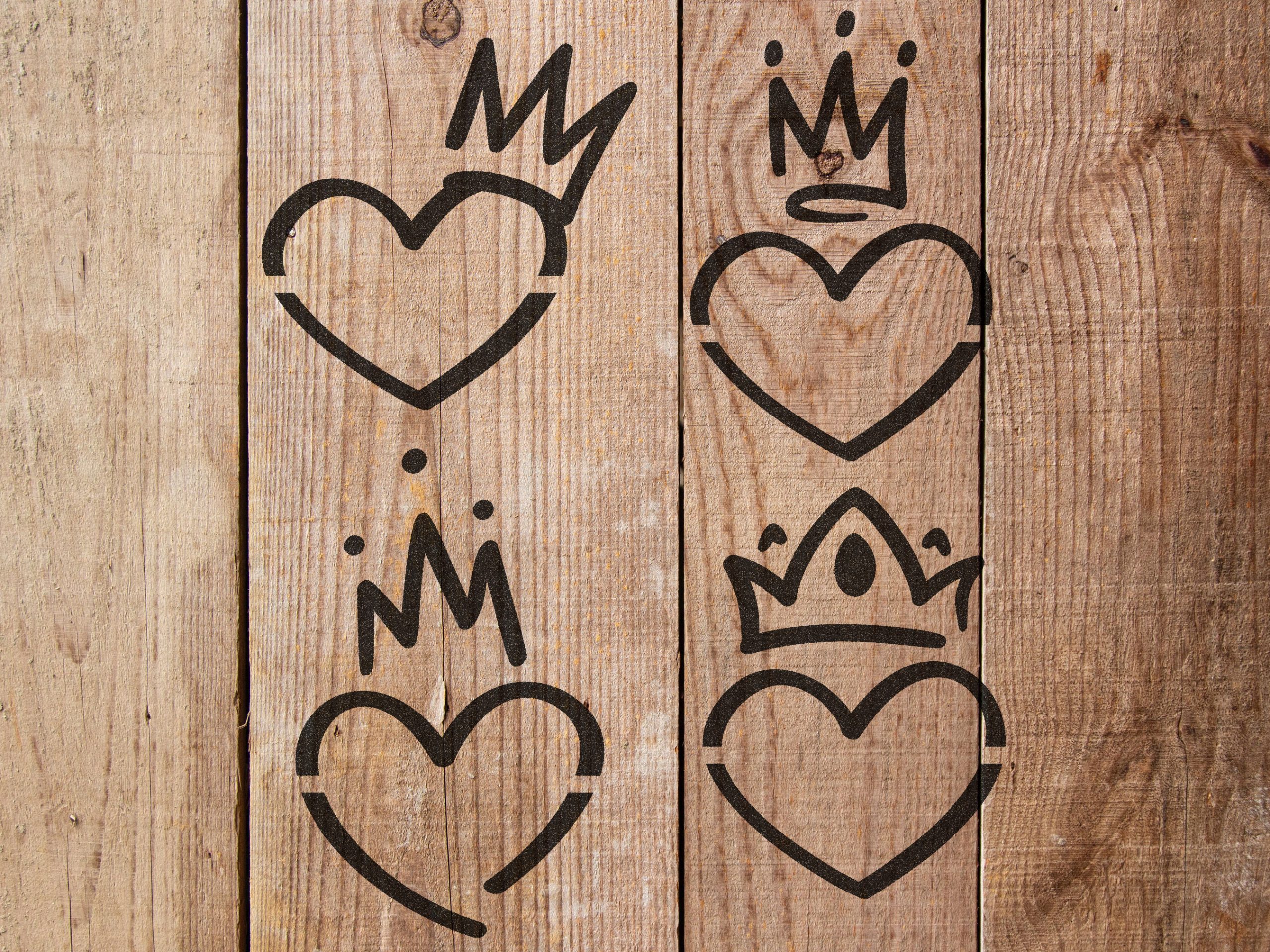 Hearts with Crowns Assorted Stencil - Art and Wall Stencil - Stencil Giant