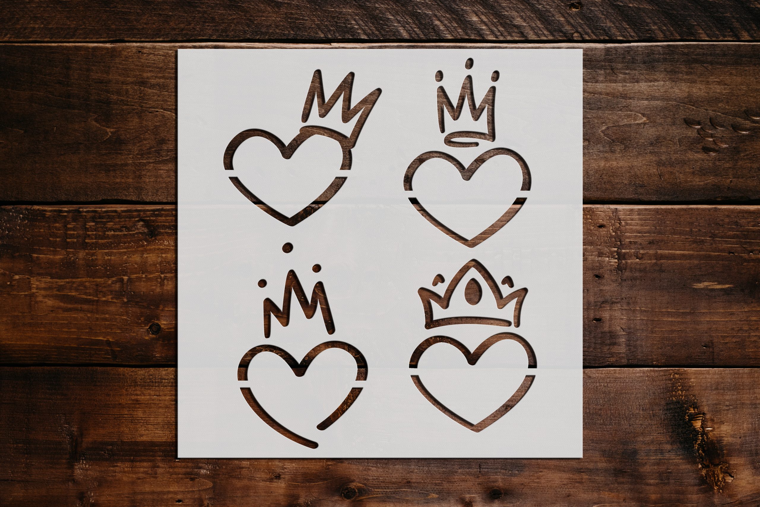 Hearts with Crowns Assorted Stencil - Art and Wall Stencil - Stencil Giant