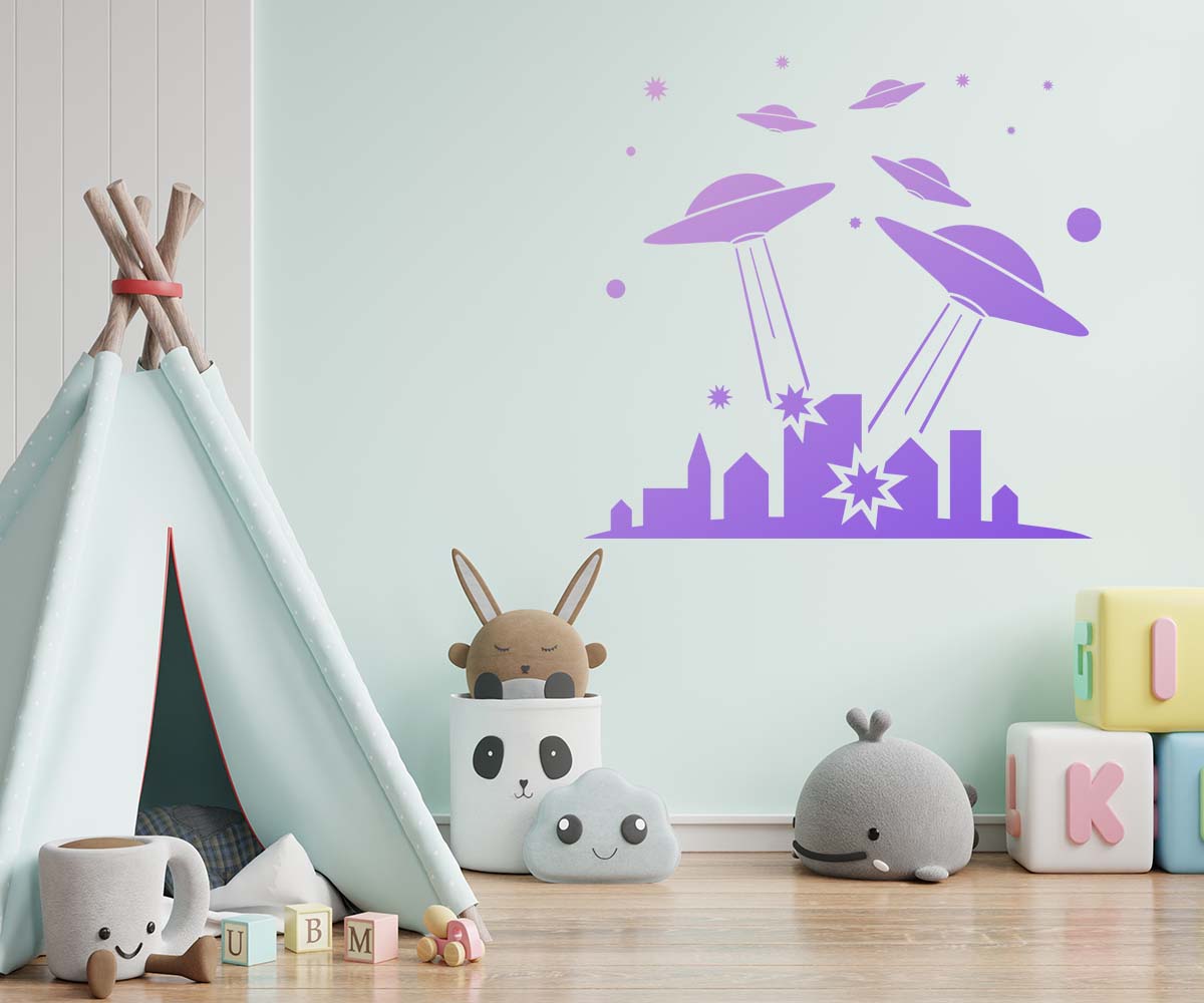 Martian Attack on City Stencil - Art and Wall Stencil - Stencil Giant