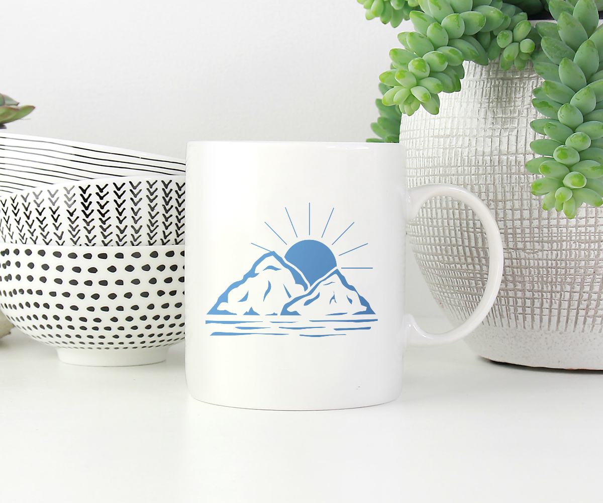 Sunrise over the Mountains Stencil - Art and Wall Stencil - Stencil Giant