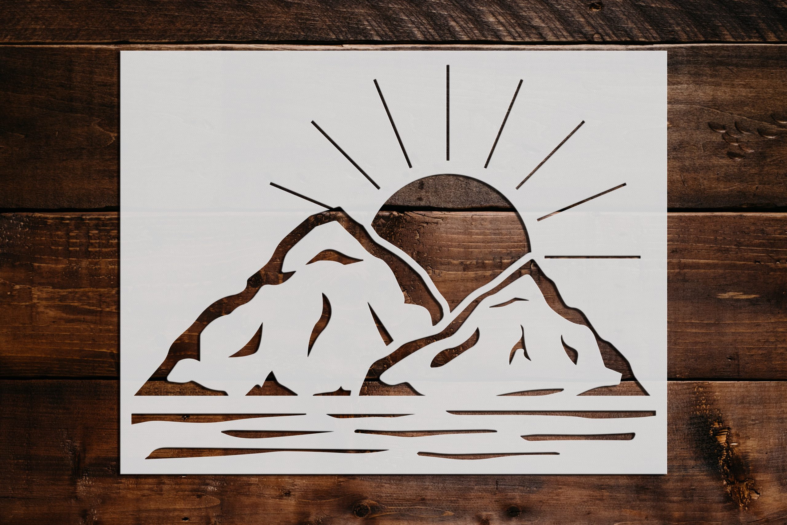 Sunrise over the Mountains Stencil - Art and Wall Stencil - Stencil Giant