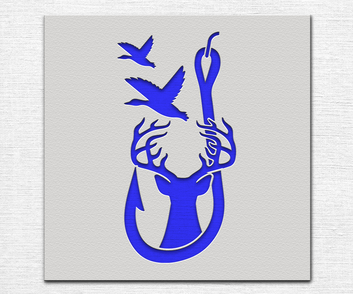 Fish Hook, Deer, and Birds Stencil - Art and Wall Stencil - Stencil Giant