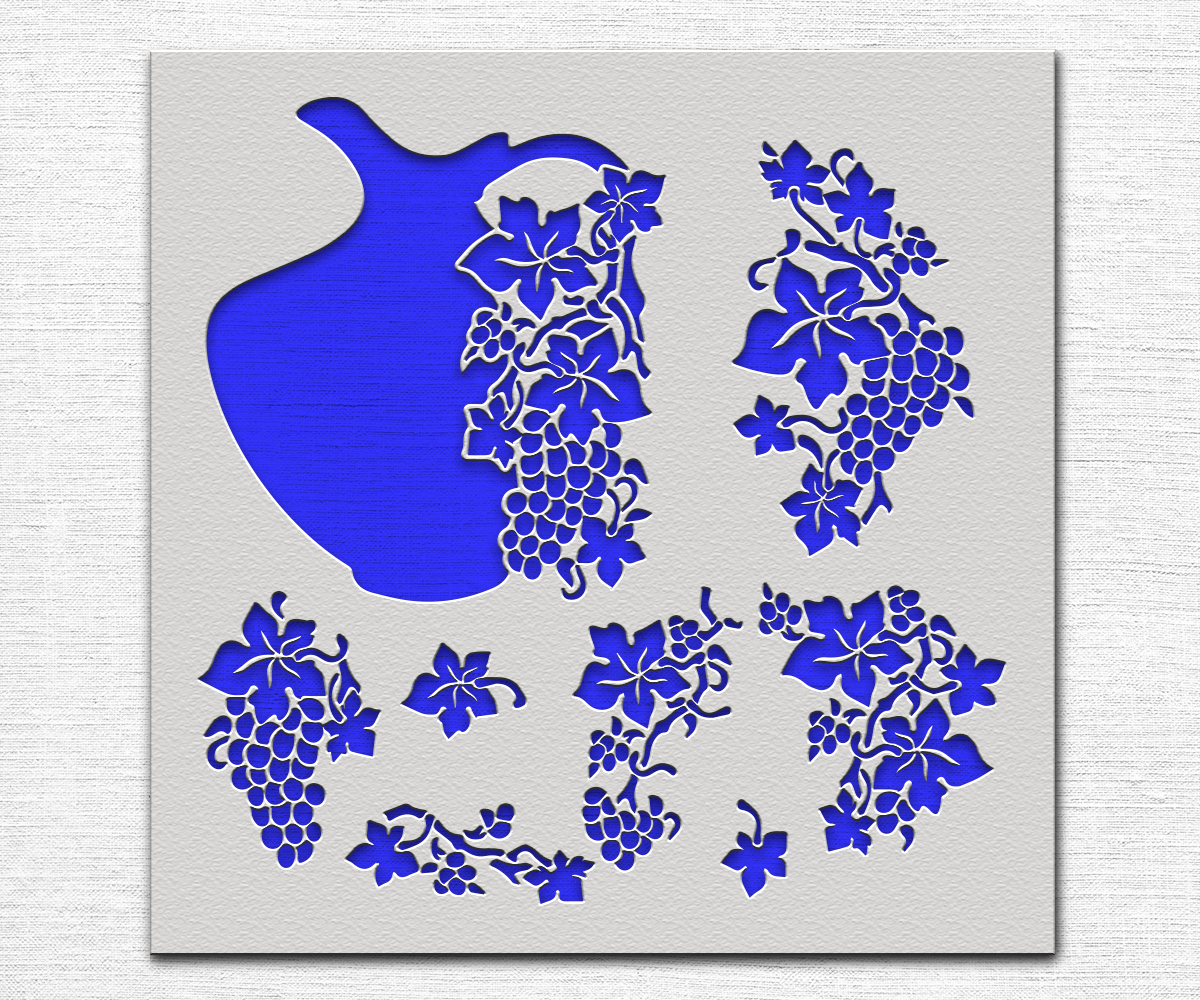 Grapes and Wine Stencil - Art and Wall Stencil - Stencil Giant