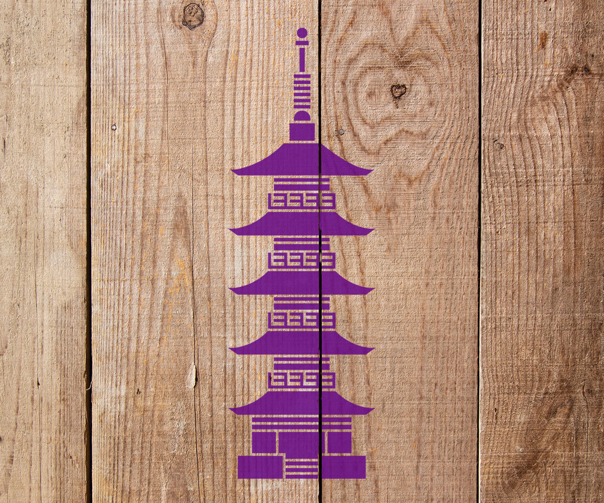 Chinese Tower Stencil - Art and Wall Stencil - Stencil Giant