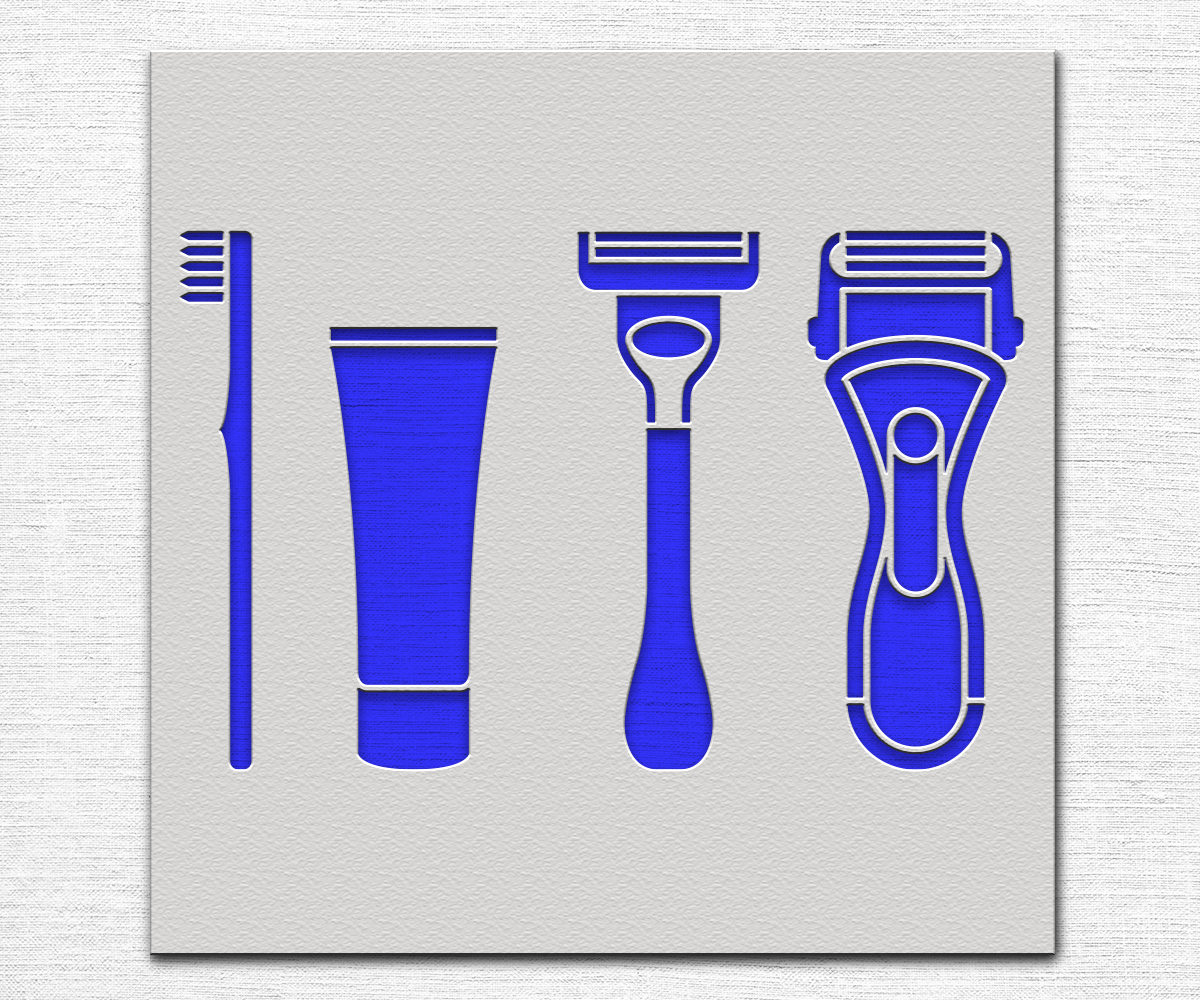 Toothbrush, Lotion, and Razors Stencil - Art and Wall Stencil - Stencil ...