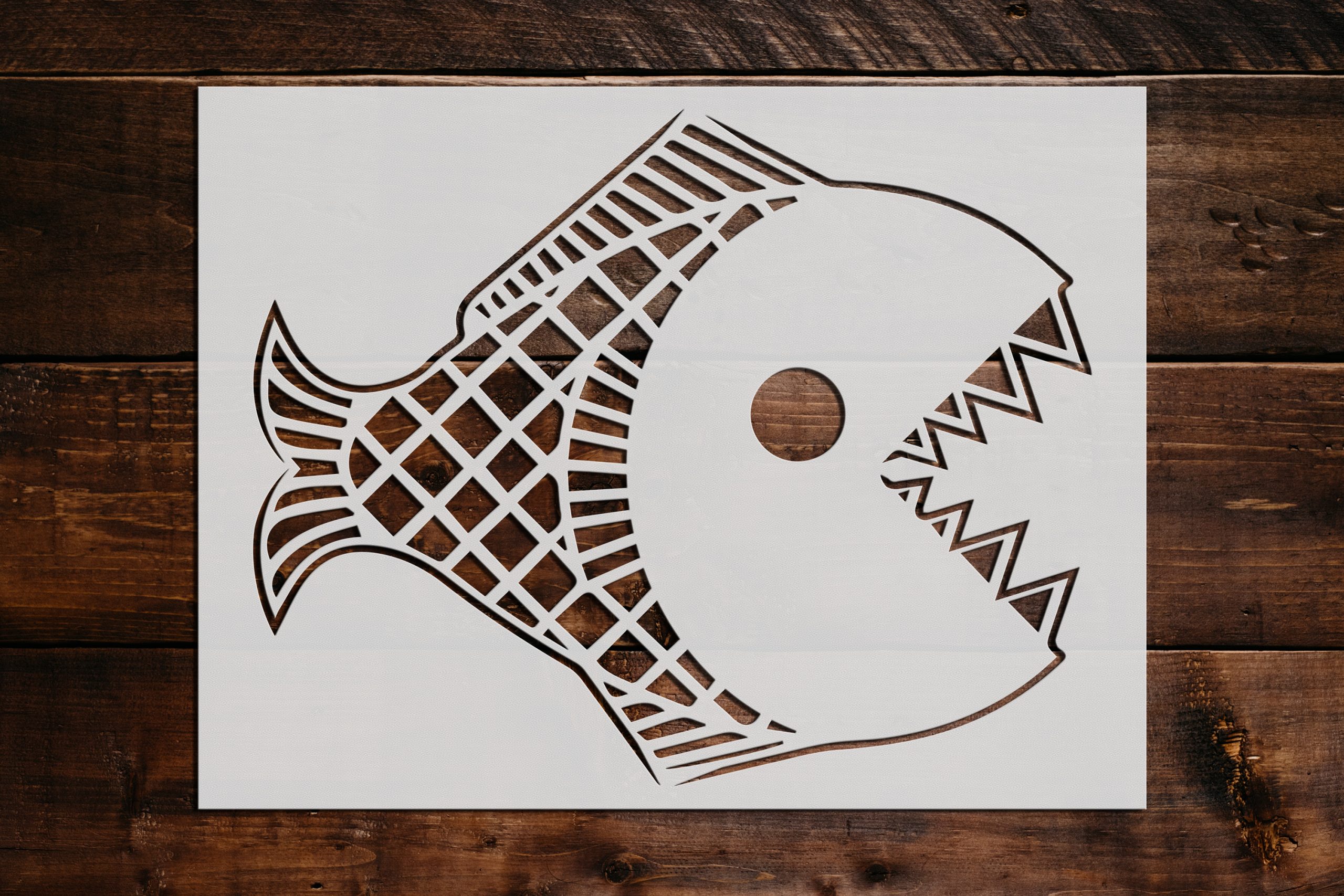 Fish with Teeth Stencil - Art and Wall Stencil - Stencil Giant