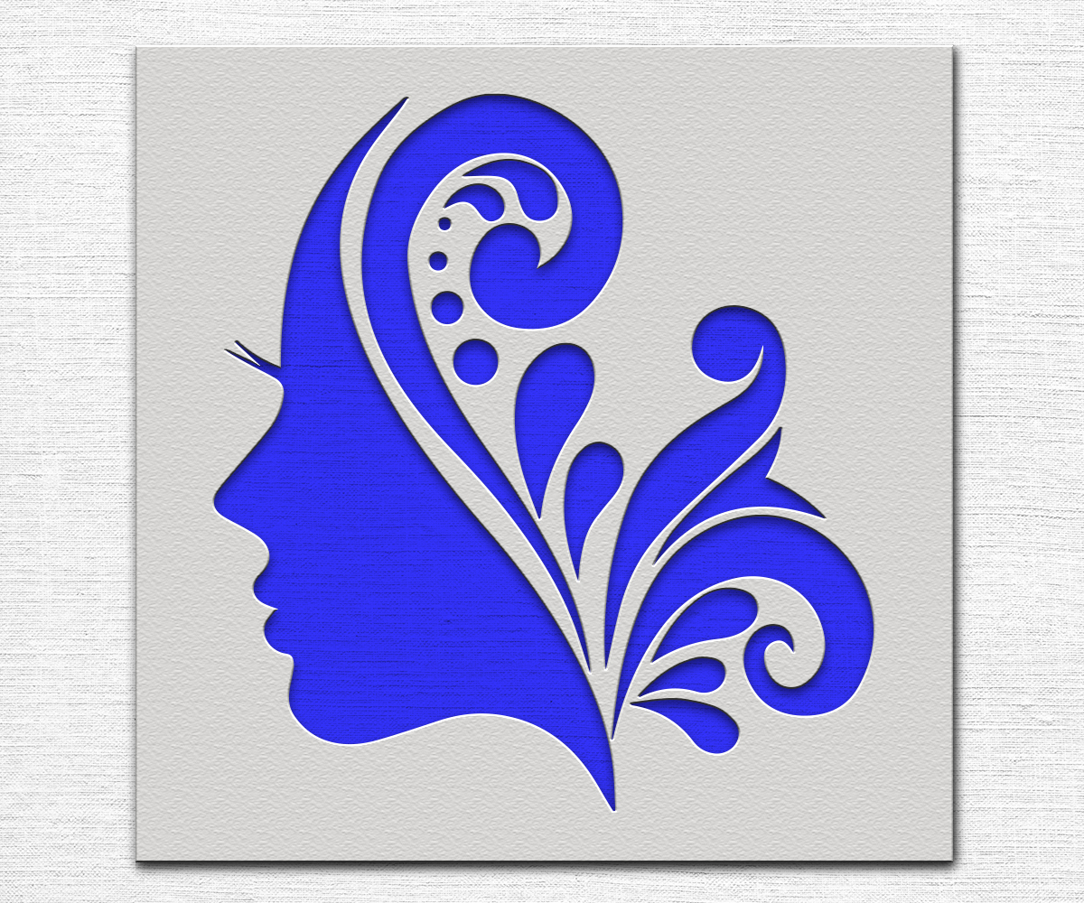 Woman Face Scroll Stencil - Art and Wall Stencil - Stencil Giant