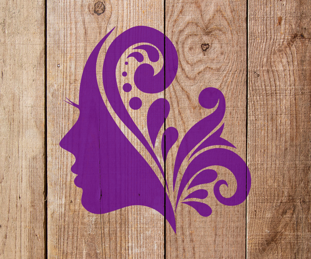 Woman Face Scroll Stencil - Art and Wall Stencil - Stencil Giant