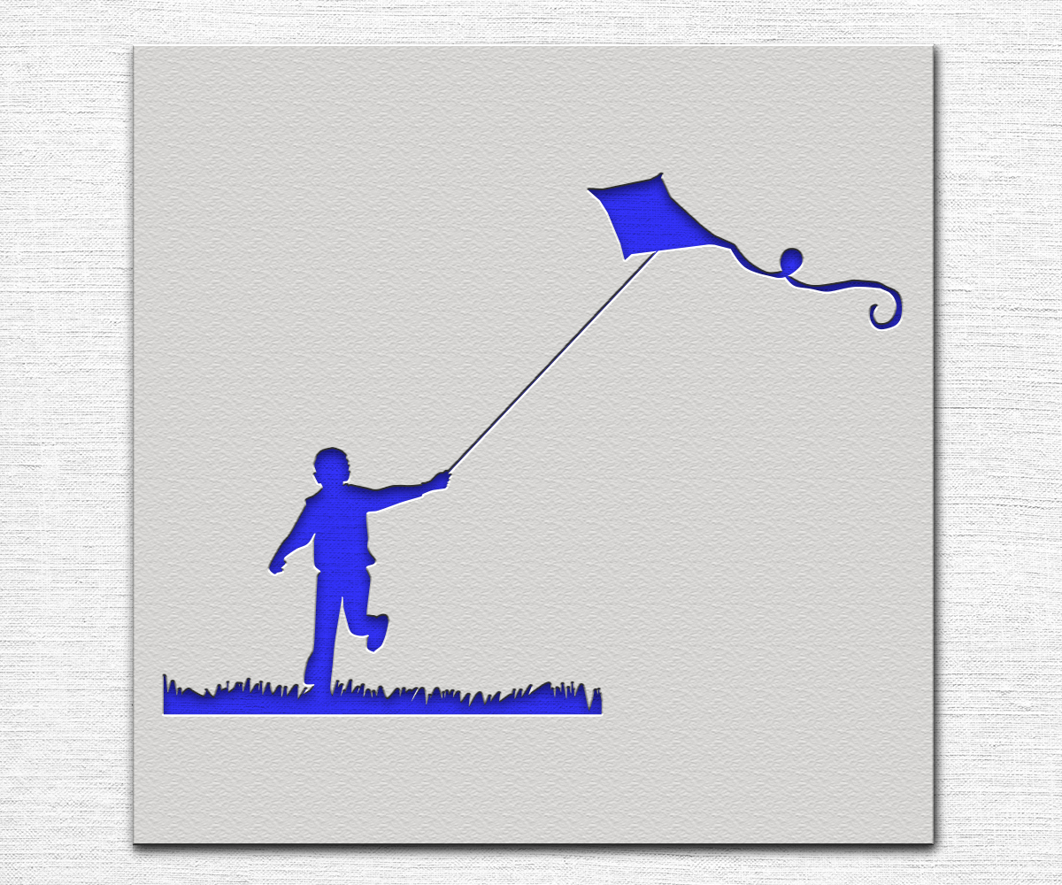 Boy Flying a Kite Stencil - Art and Wall Stencil - Stencil Giant