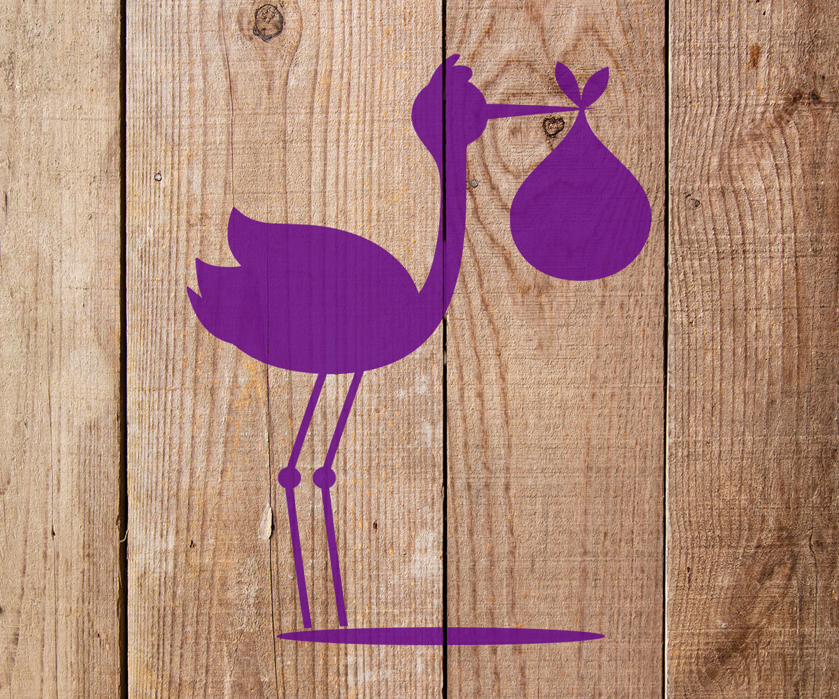 Stork with Bundle Stencil - Art and Wall Stencil - Stencil Giant