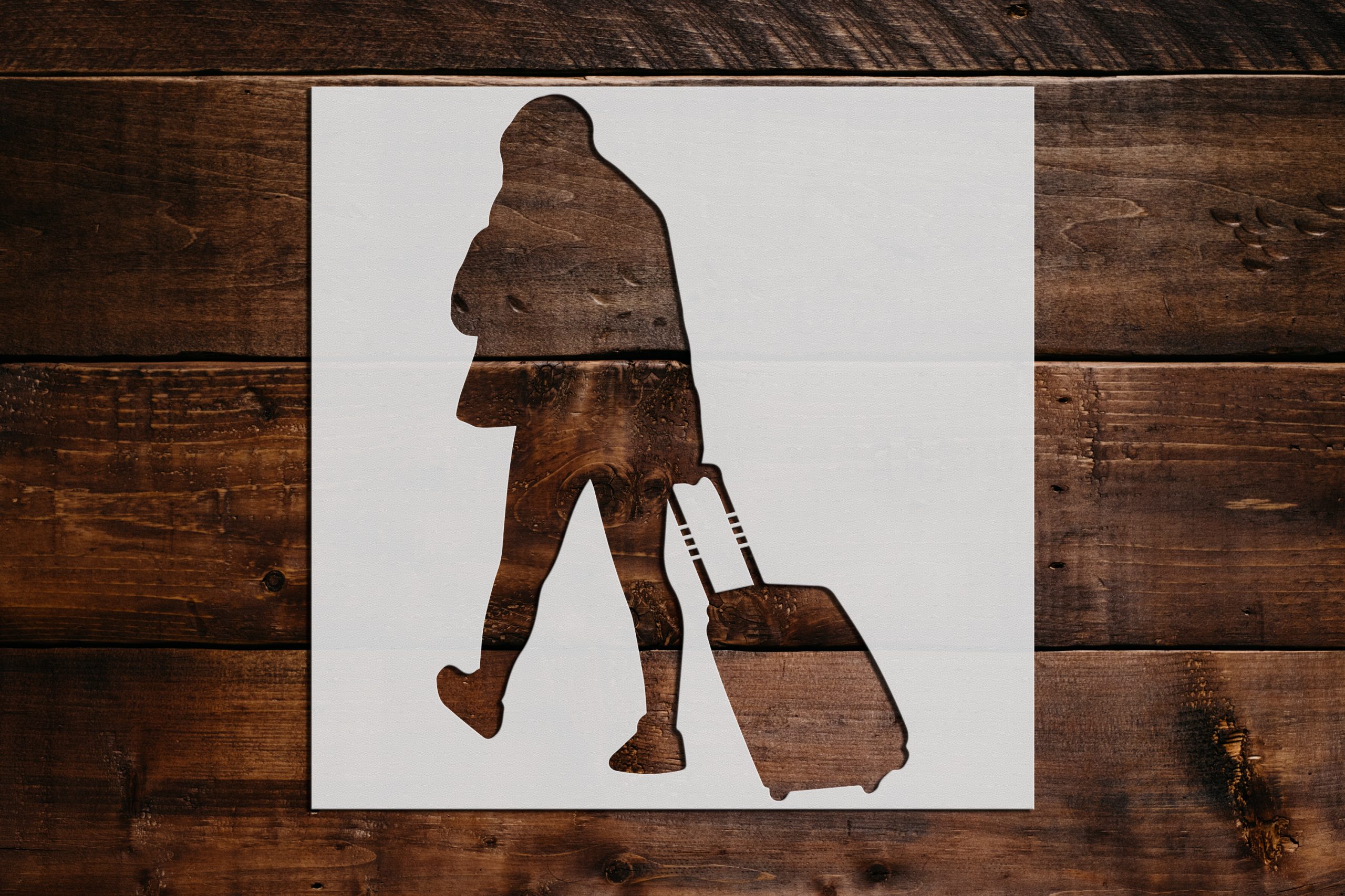 Walking with Suitcase Stencil - Art and Wall Stencil - Stencil Giant