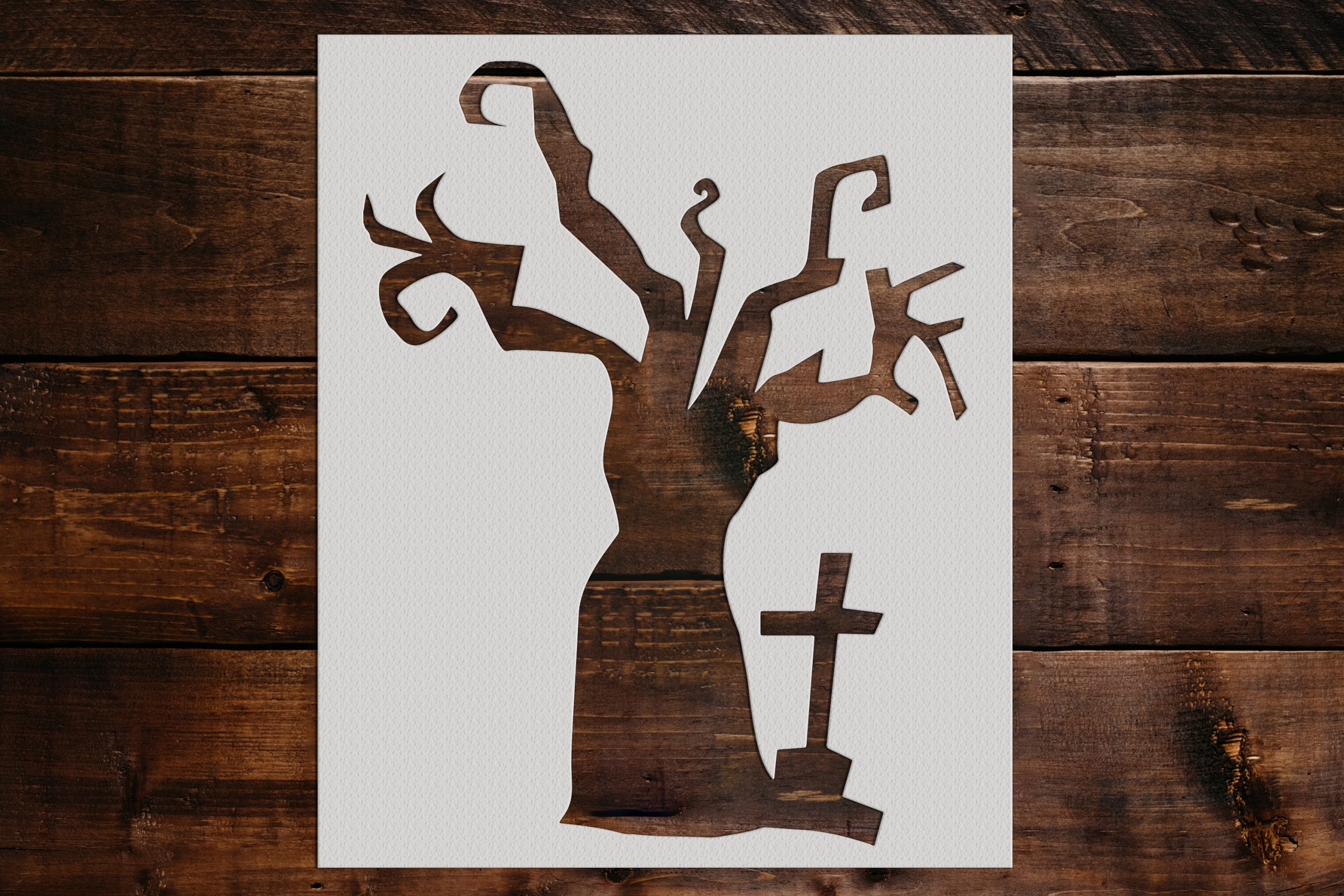 Dead Tree and Tombstone Stencil - Art and Wall Stencil - Stencil Giant