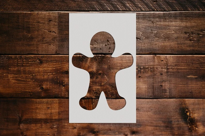 Gingerbread Man Face Stencil - Art and Wall Stencil - Stencil Giant
